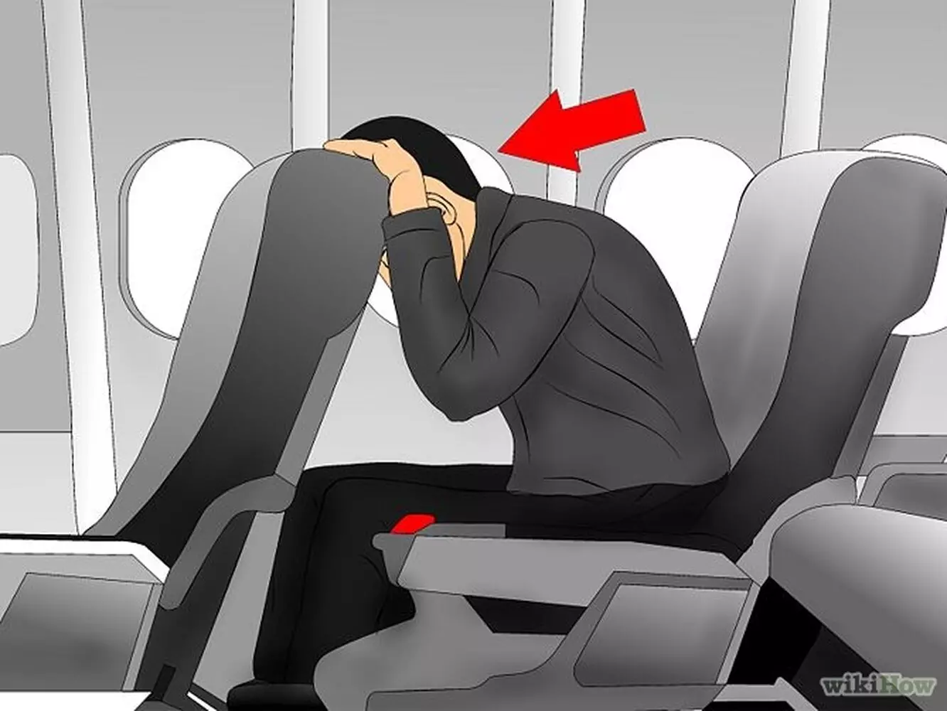 Фатете го задниот дел од седиштето пред вас и притиснете ја главата на него.