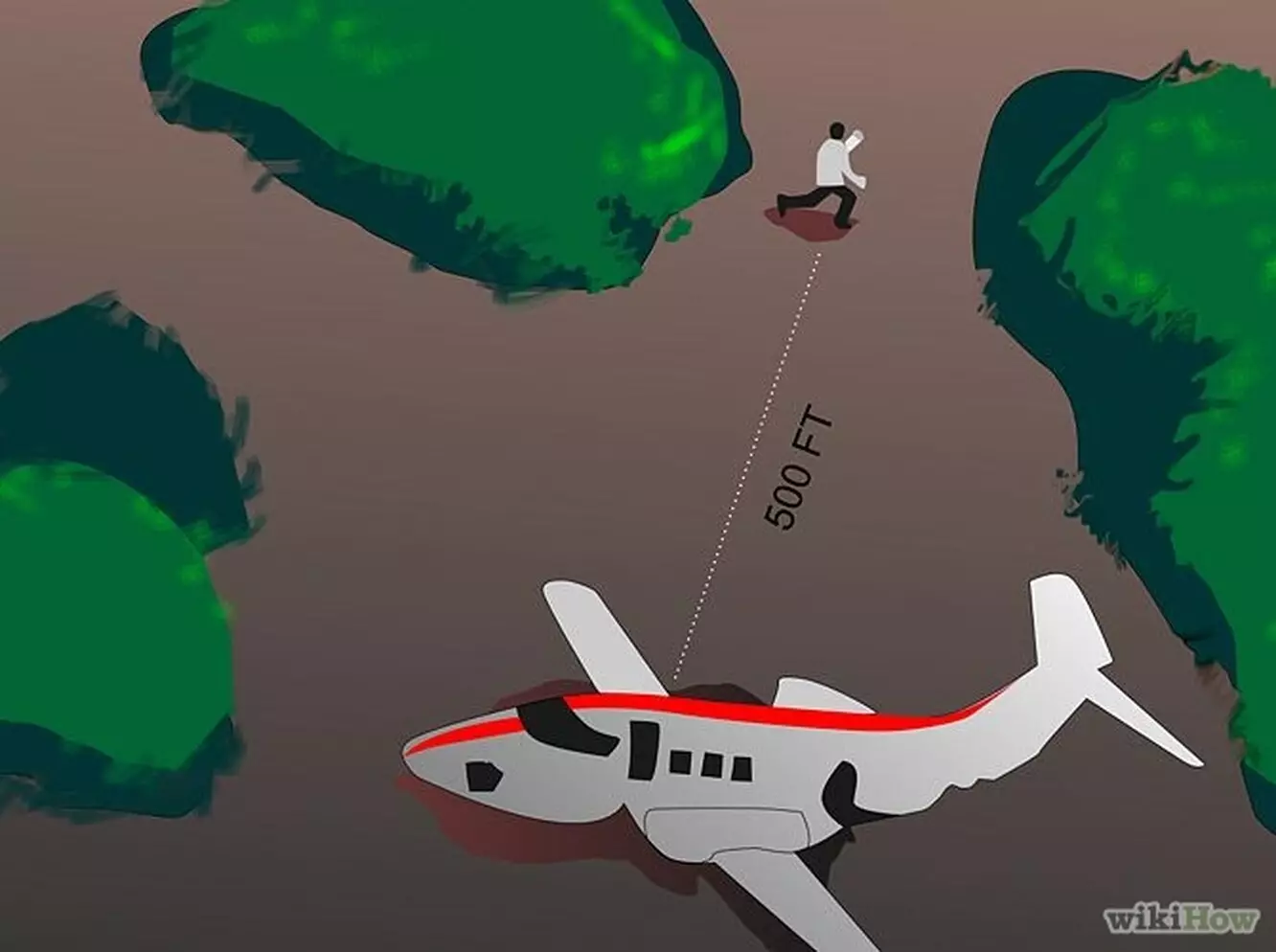 दौड - कम्तिमा 150 मिटर र ताकि विमान दृष्टि मा रहन्छ। उद्धारकर्ताहरू आइपुग्दा पर्खनुहोस्।