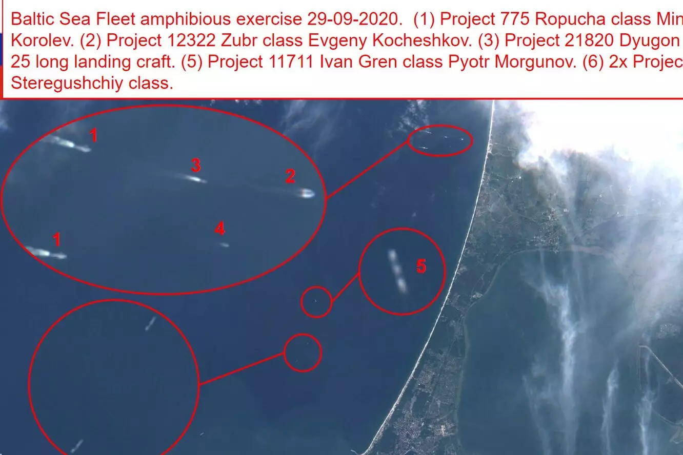 De landing van de Russische troepen werd getoond vanaf de Europese satelliet