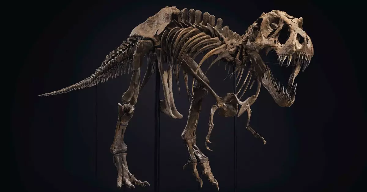 Tyrannosaurus rex skelet ferkeapet foar rekord $ 32 miljoen