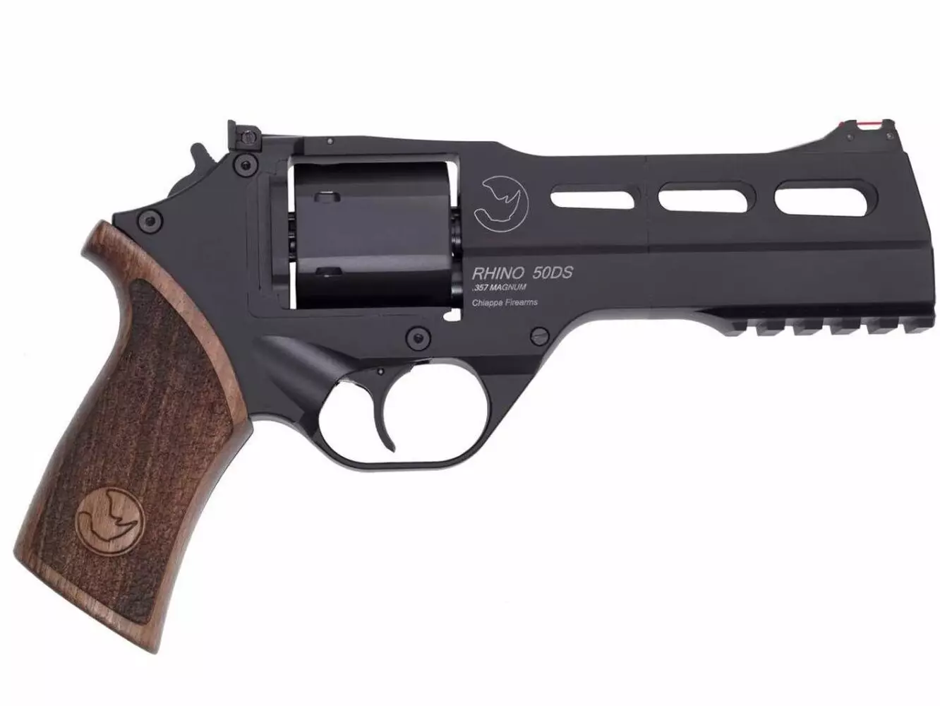 A Chiappa Rhino egy revolver, amely lövés után egyenesen a lövöldöző kezébe csap vissza, nem pedig felfelé, így pontosabb a lövés.