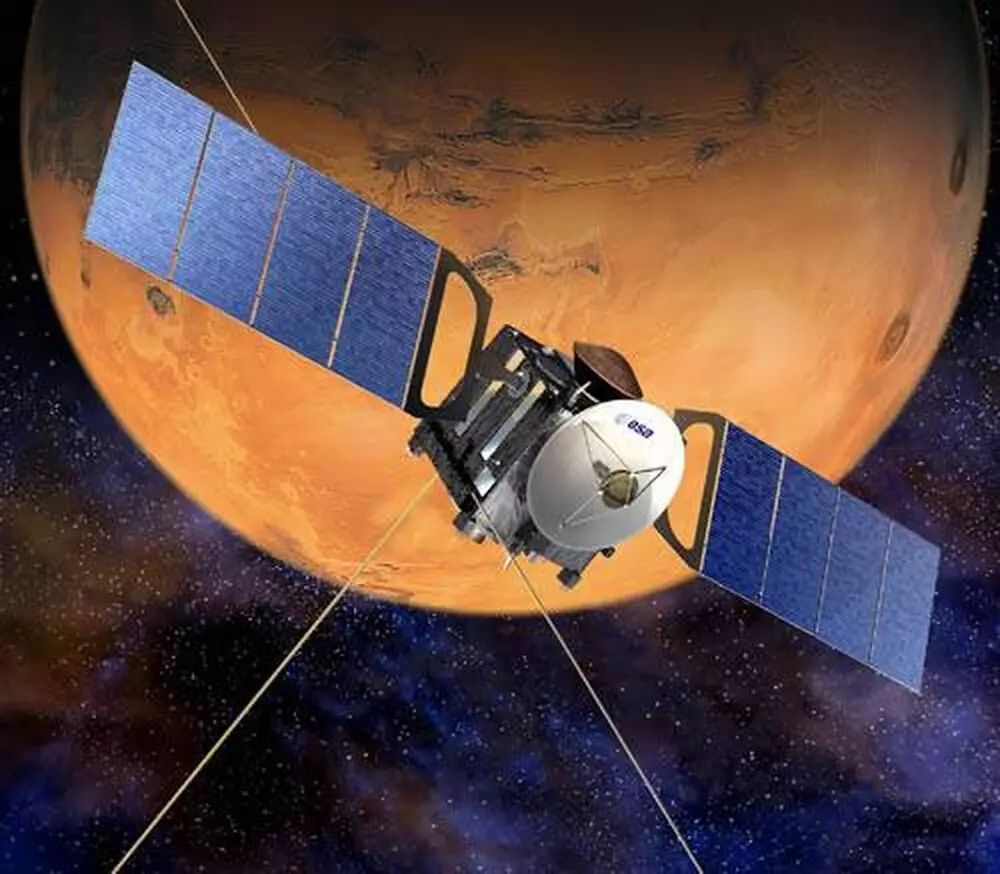 Mars-Express-Sonde bei der Arbeit: die Perspektive eines Künstlers