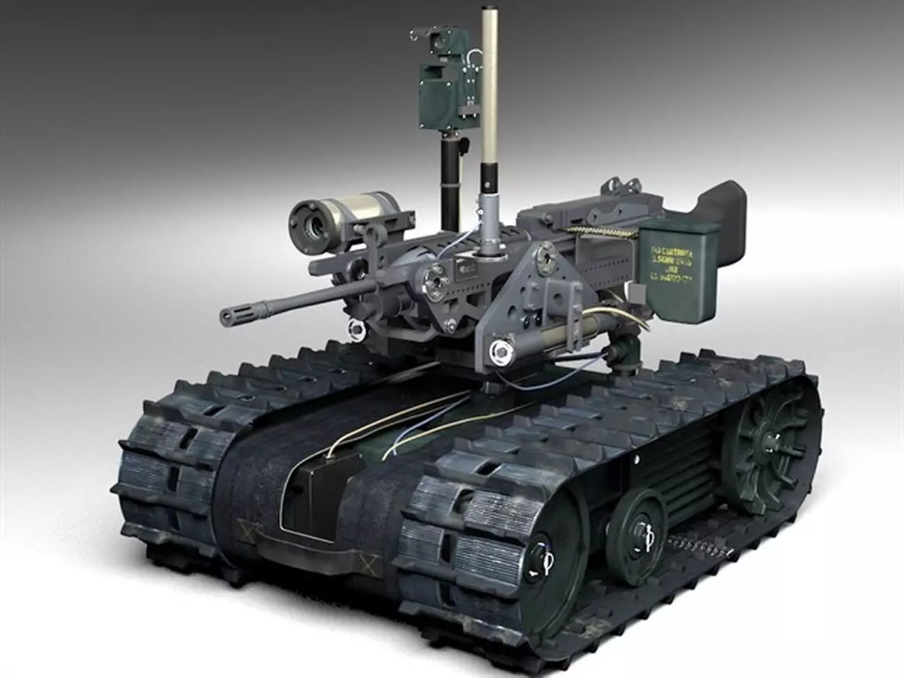 Terbatalaj robotoj. Senpilotaj aerveturiloj fariĝis unu el la ĉefaj armiloj de Usono en la militoj en Mezoriento. Grundaj robotoj plejparte restis flanke. En 2007, TALON-robotoj modifitaj por pafado estis liveritaj al Irako, sed neniam eniris batalon. Dum la testoj, ili perdis kontrolon kaj malsukcesis.