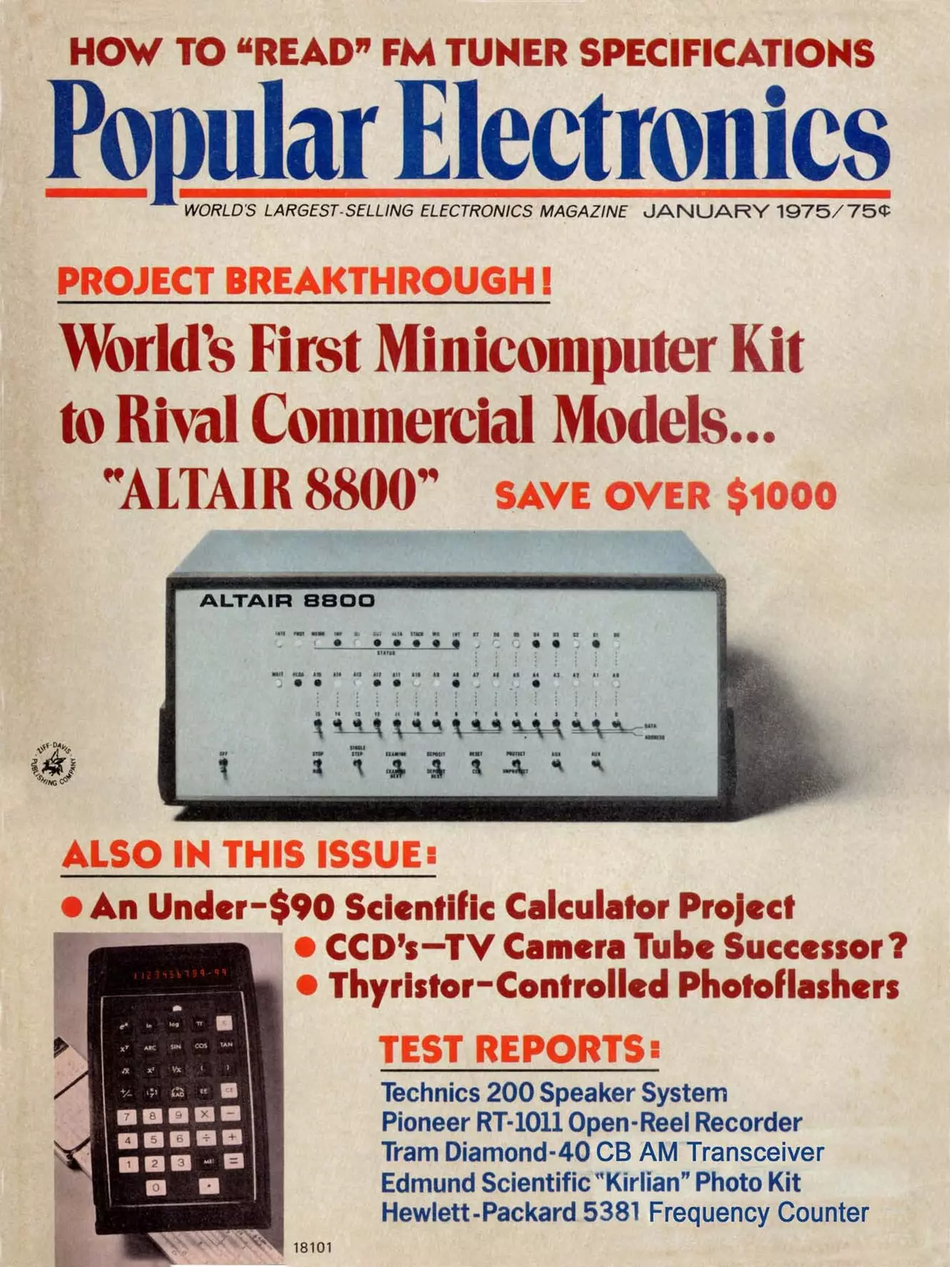 第一台商用“小型計算機”Altair 8800，1974 年。 MITS 的首席執行官 Ed Roberts 領導了微型計算機（即我們習慣的大小）的開發，取代了已經變得無利可圖的計算器。 Altair 8800 是一款具有 256 字節 RAM、沒有顯示器或鍵盤的原始設備。然而，第一個月就賣出了數千份。