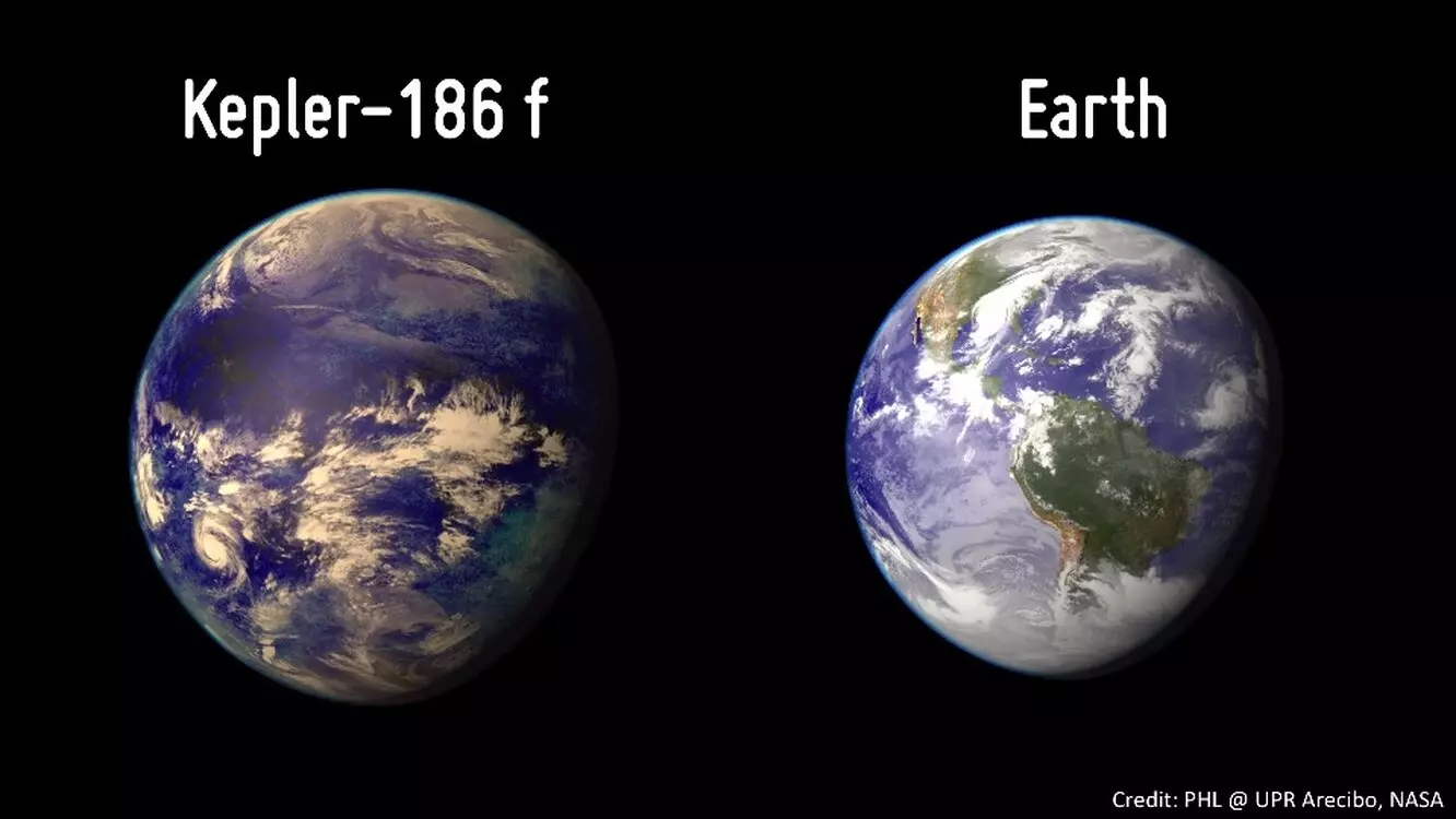 Kepler-186f 于 2010 年被发现，绰号“地球姐妹”。它位于天鹅座，距离我们 490 光年，几乎可以肯定它由岩石、冰和金属组成，表面含有液态水。科学家们甚至试图在 Kepler-186f 周围探测到智慧生命的迹象，但没有成功。