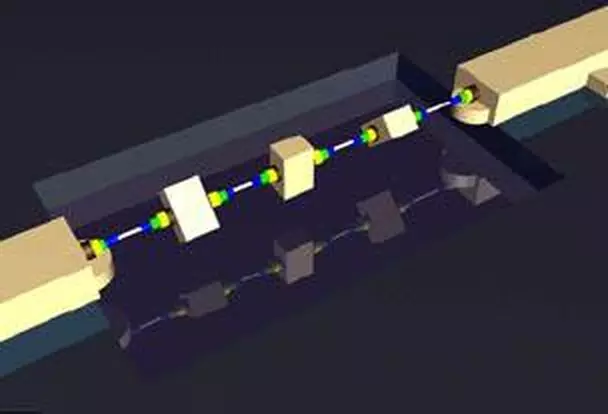 Reprezentare schematică a designului nanomotor bazat pe nanorulmenți