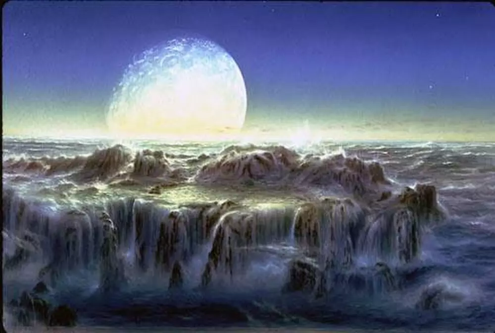 ドン・ディクソンの「若い地球」: 45 億年前、月は私たちにはるかに近づき、はるかに強力な引き潮と流れを引き起こしました。