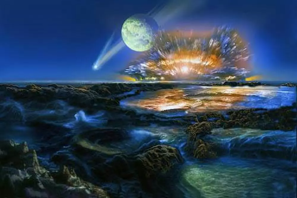 隕石、火山、海…同じアーティストによる若い地球のもう一つの風景
