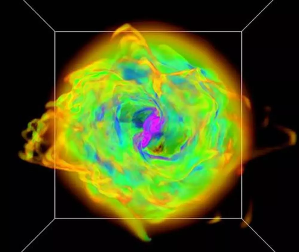 Separados do nacemento: mostrando unha simulación por ordenador da formación dun par de estrelas masivas