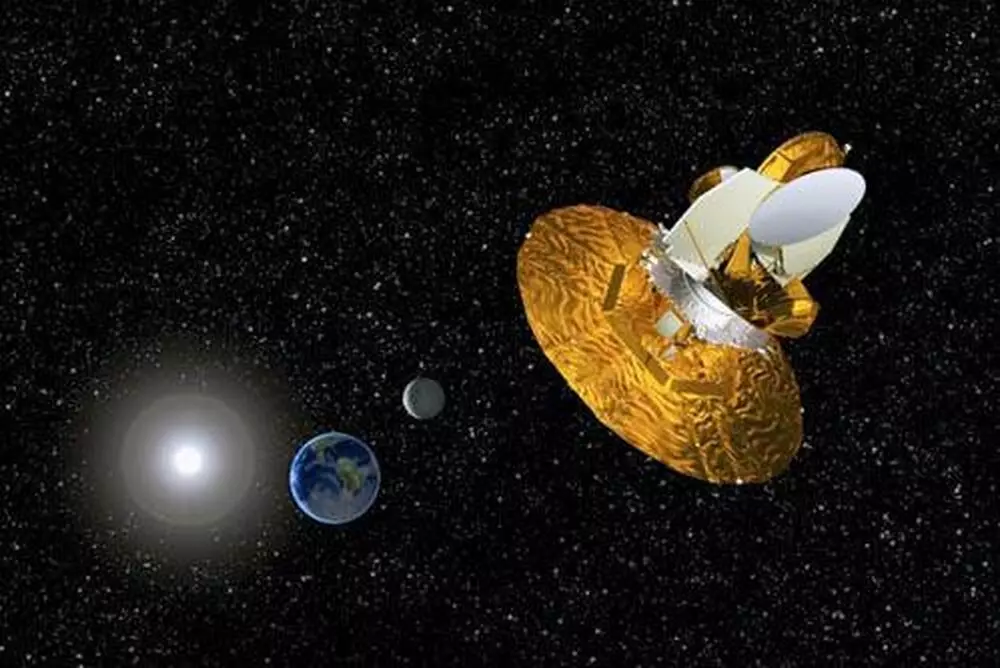 D'WMAP Sonde kuckt iergendwou an déi onvirstellbar Distanzen vum Weltraum
