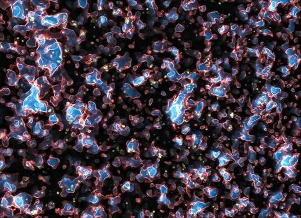 Vandenilio rejonizacijos eros galaktikos (nuotrauka yra kompiuterinio modeliavimo rezultatas)