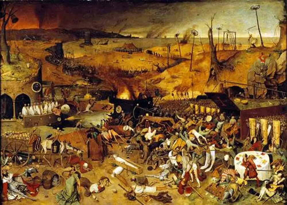 Celebrul tablou „Triumful morții” a fost pictat de Pieter Brueghel cel Bătrân la un deceniu și jumătate după pandemia de ciumă și sub influența acesteia