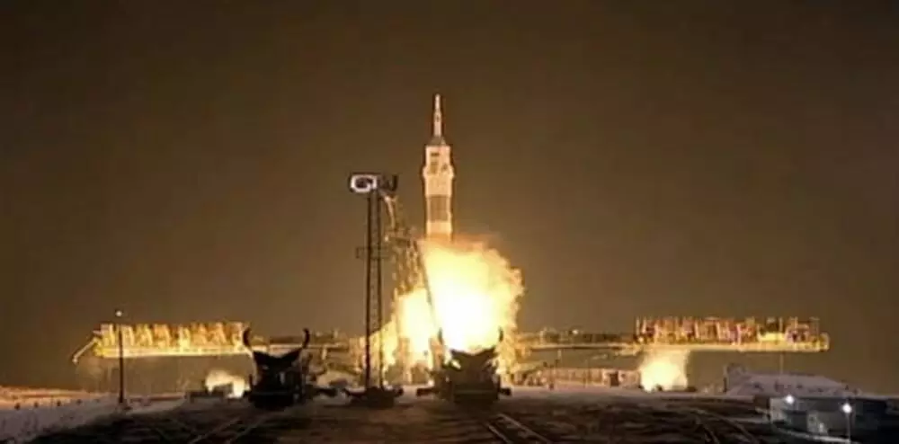 The Soyuz-FG launch vehicle with the Soyuz TMA-03M manned spacecraft successfully launched from Baikonur