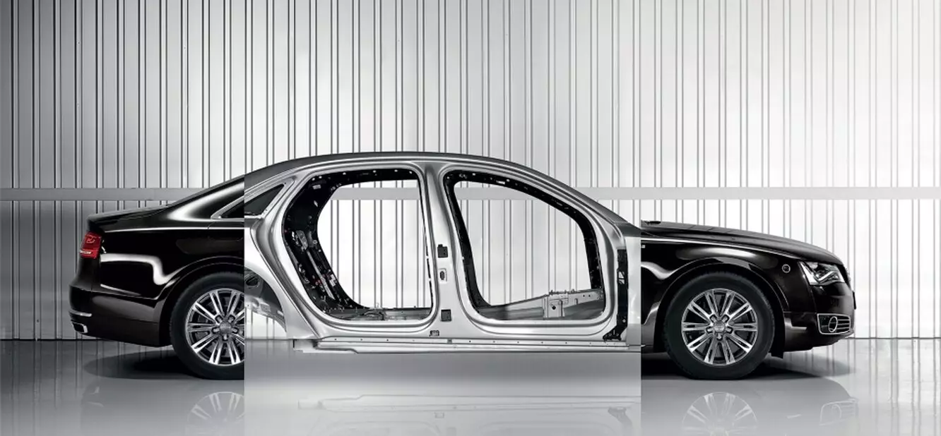 Lehký skelet Pýchou vývojářů je lehké hliníkové tělo A8 L vyrobené pomocí patentované technologie ASF (Audi Space Frame). Základem je také chráněná verze A8 L Security - samozřejmě s nainstalovanými prvky výztuže a pancéřování. Ve výsledku je chráněná verze Audi nejlehčím vozem ve své třídě a vypadá téměř k nerozeznání od běžné verze.