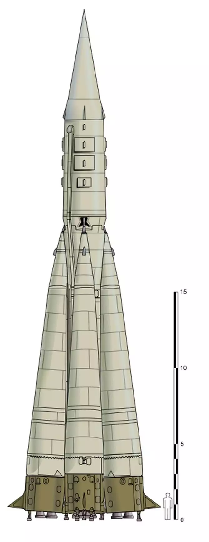 A primeira versão do R-7, testada em 1957