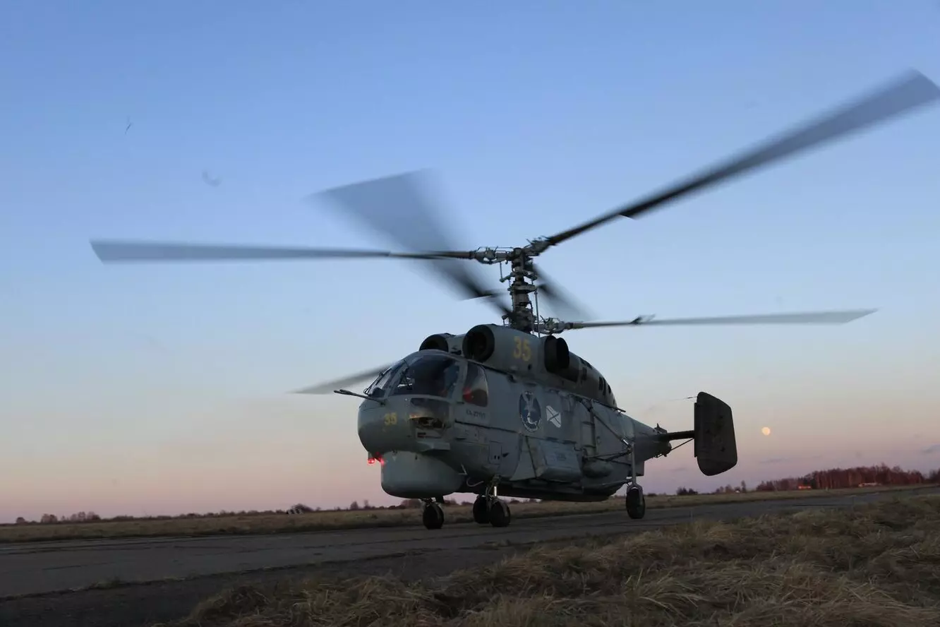 Test drive of the Ka-27PL military helicopter