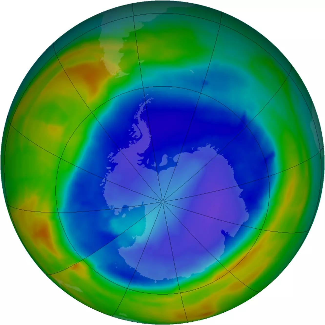 남극의 오존 구멍.