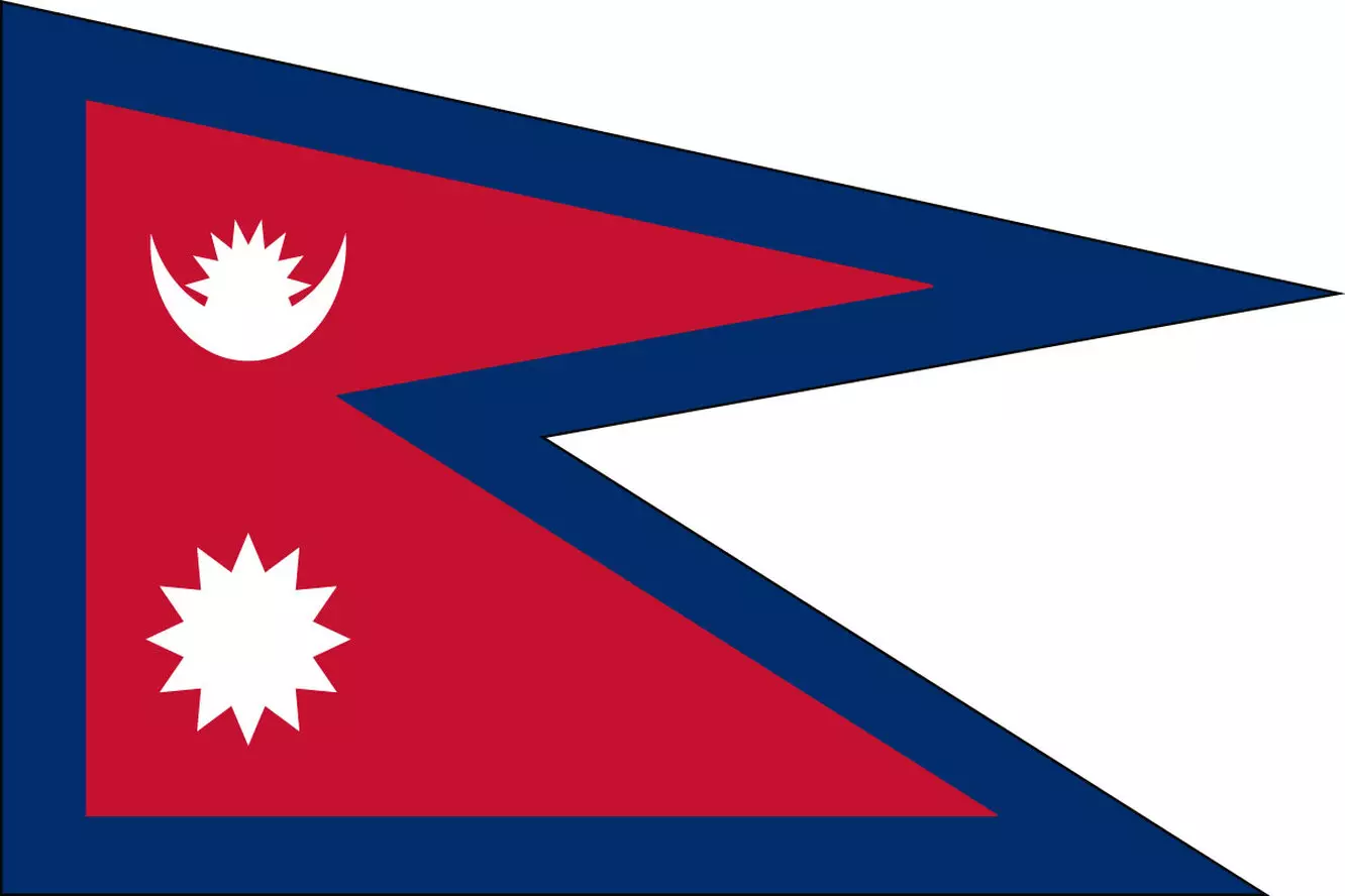 Nepals flagg er en hyppig deltaker i komplekse flaggkunnskapstester. Den består av to trekantede vimpler, som symboliserer de to Rana-dynastiene, de tidligere herskerne i staten. I følge en annen versjon representerer trekantene Himalaya-fjellene og de to hovedreligionene i landet - buddhisme og hinduisme. Det ble akseptert i 1962.