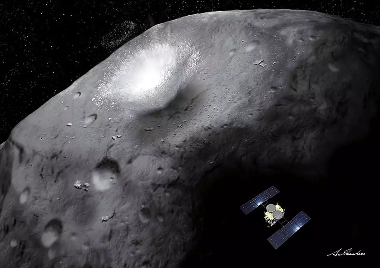 Stacio Hayabusa-2 atingis la asteroidon Ryugu 356998_1