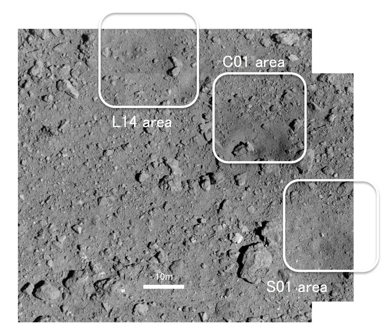 Nærmynd af gervigíg á Ryugu smástirni 362379_1