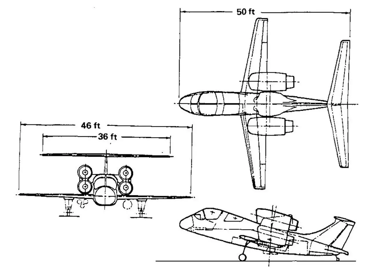 Ранній варіант Boeing Model 1041 із чотирма поворотними реактивними двигунами