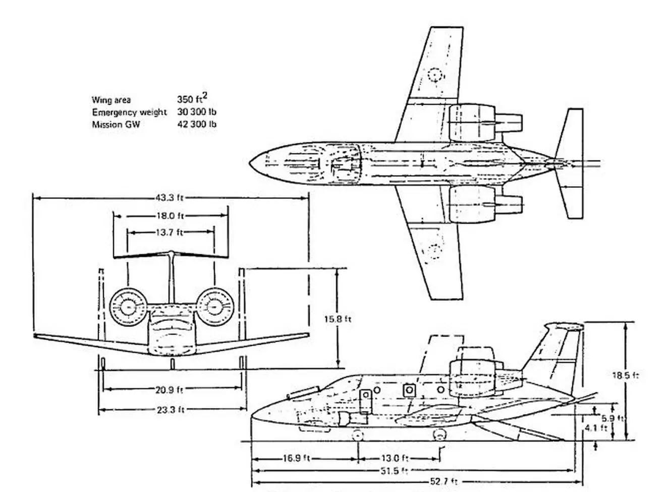 Model 1041 був хороший майже для будь-якої ролі, але для протичовнового літака був дуже малий. Довелося робити більшу версію Model 1041-130 із додатковим третім двигуном у носі