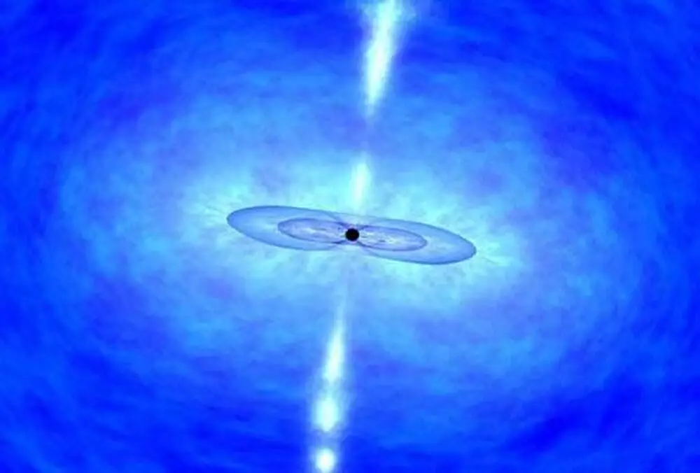 O centro da estrela moribunda colapsa, encolhendo acentuadamente antes de explodir em uma explosão colossal. Um jato escapa dele - um fluxo de radiação e partículas de gás, e o próprio centro pode eventualmente se transformar em um buraco negro