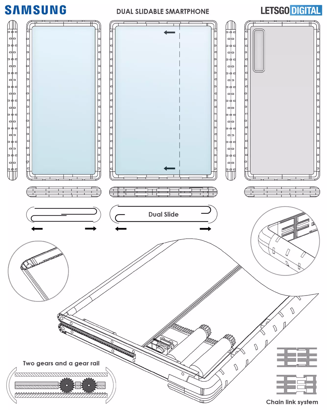 Samsung yza çekilip bilinýän ekrany bolan smartfony patentleýär 380522_2