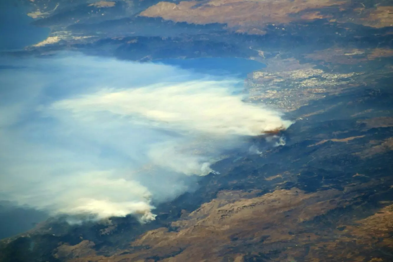 Forest fires in Turkey shown from the ISS