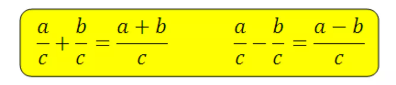 Règles d'addition et de soustraction de fractions