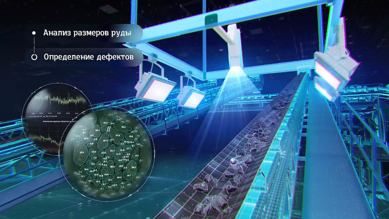 Machine vision meet gebroken erts in realtime zonder de transportband te vertragen.