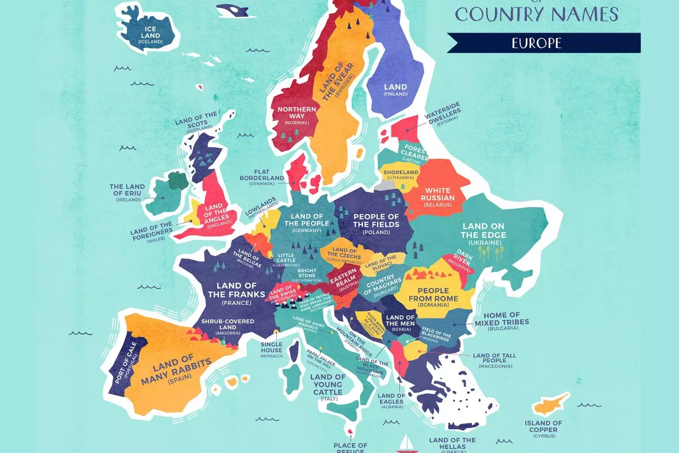 De lannen fan "earlike minsken" en "in protte konijnen": in atlas fan 'e wrâld mei in letterlike oersetting fan lânnammen